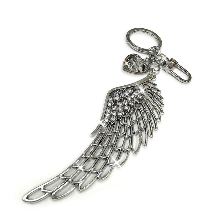 PURSE CHARM ANGEL WING SILVER
